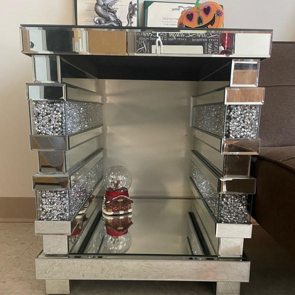 Other | Stunning Glass And Diamond Side Table Set | Poshmark